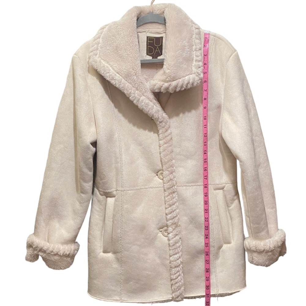 Vintage Fuda Faux Fur Suede Cream Off White Coat - Gem